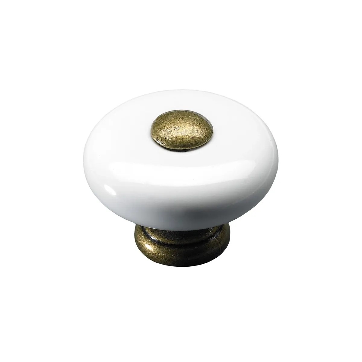 Hettich Nábytková knopka Country 5, keramika, biela/mosadz, pr. 32 x 24 ...