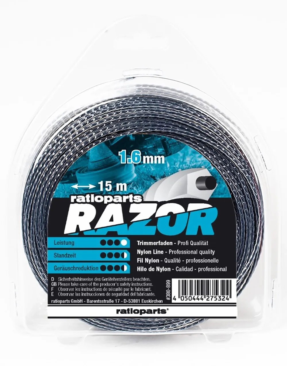 Ratioparts Nylonová struna do kosačky Razor 5-hranná, pr. 1,6 mm x 15 m