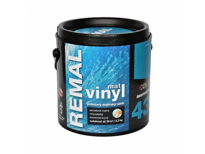 REMAL Vinyl COLOR Mat Prémiový maliarsky náter 430 azúrová modrá 3,2 kg ...