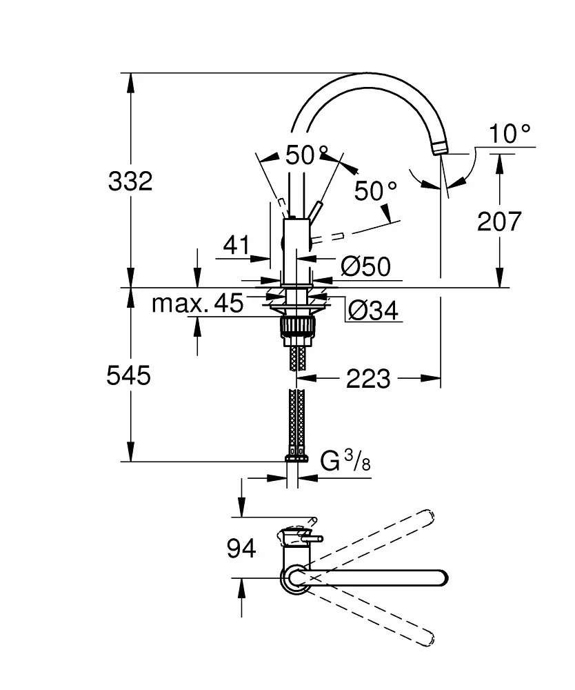 GROHE QUICKFIX Páková drezová batéria START CLASSIC DN 15 (31553001)