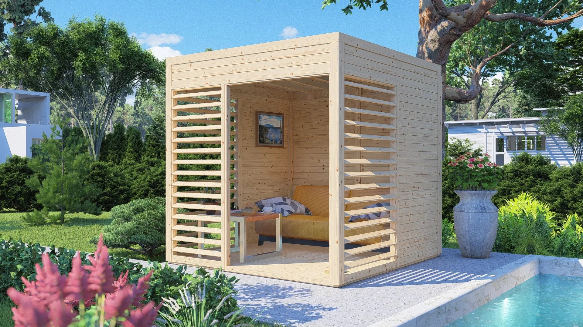 Bertilo Záhradný pavilon Lounge Modern 1, prírodný, 234 x 226 cm ...