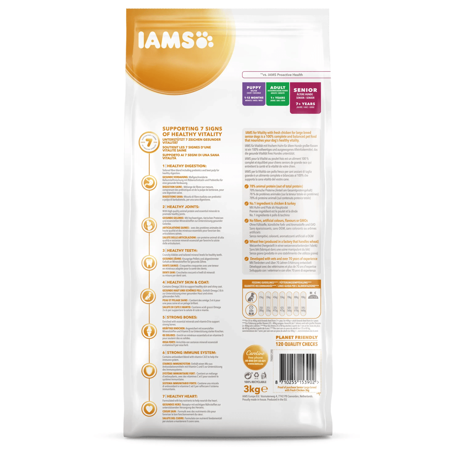 IAMS Granule pre psov SENIOR 7+ LARGE s čerstvým kuracím 3 kg