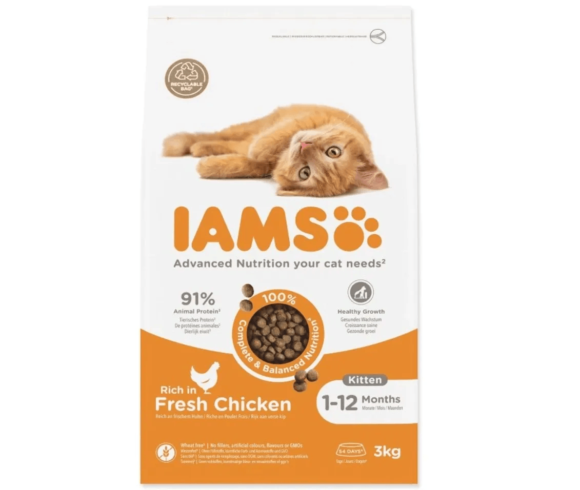 IAMS Granule pre mačky KITTEN 1-12 mesiacov s čerstvým kuracím 3 kg