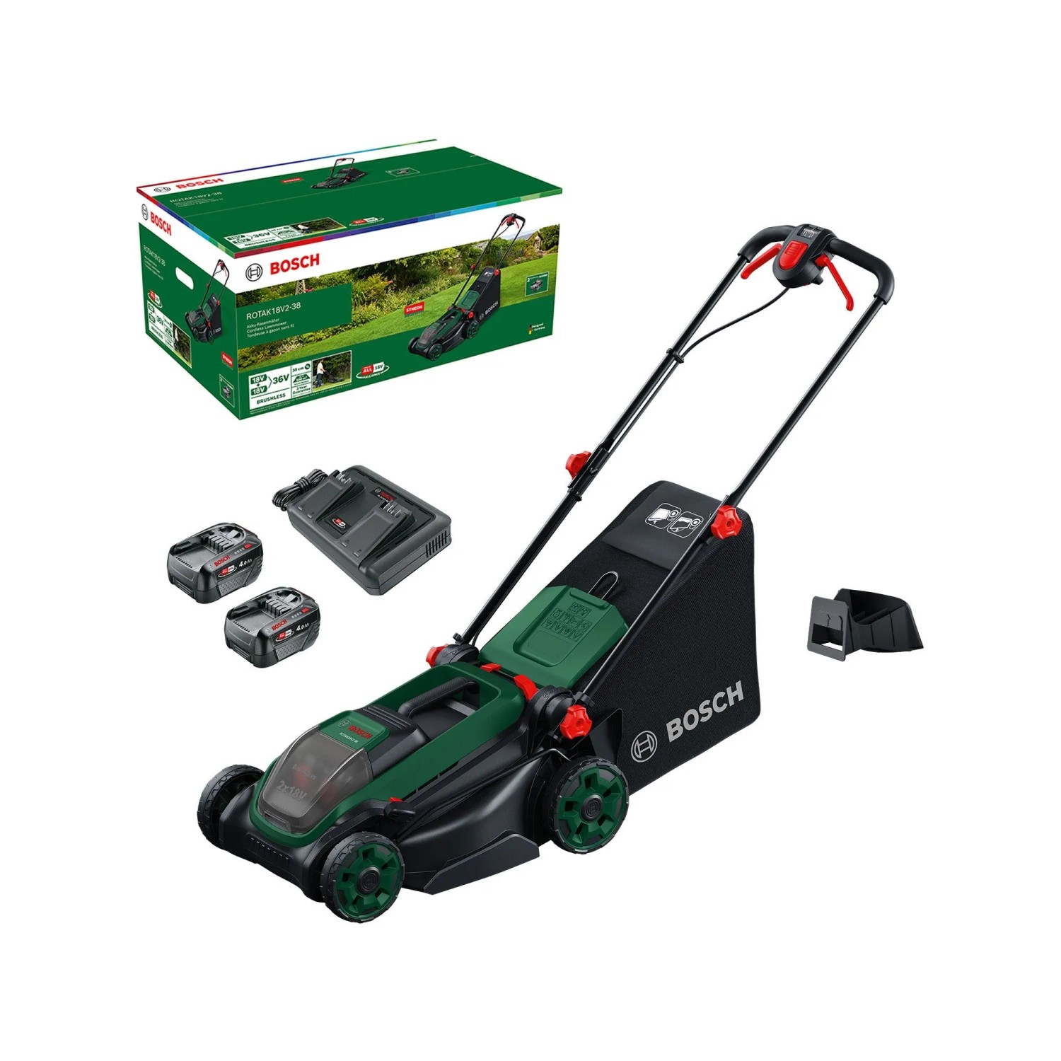 Bosch Aku kosačka na trávu ROTAK18V2-38 (2x4,0Ahh + nabíjačka)