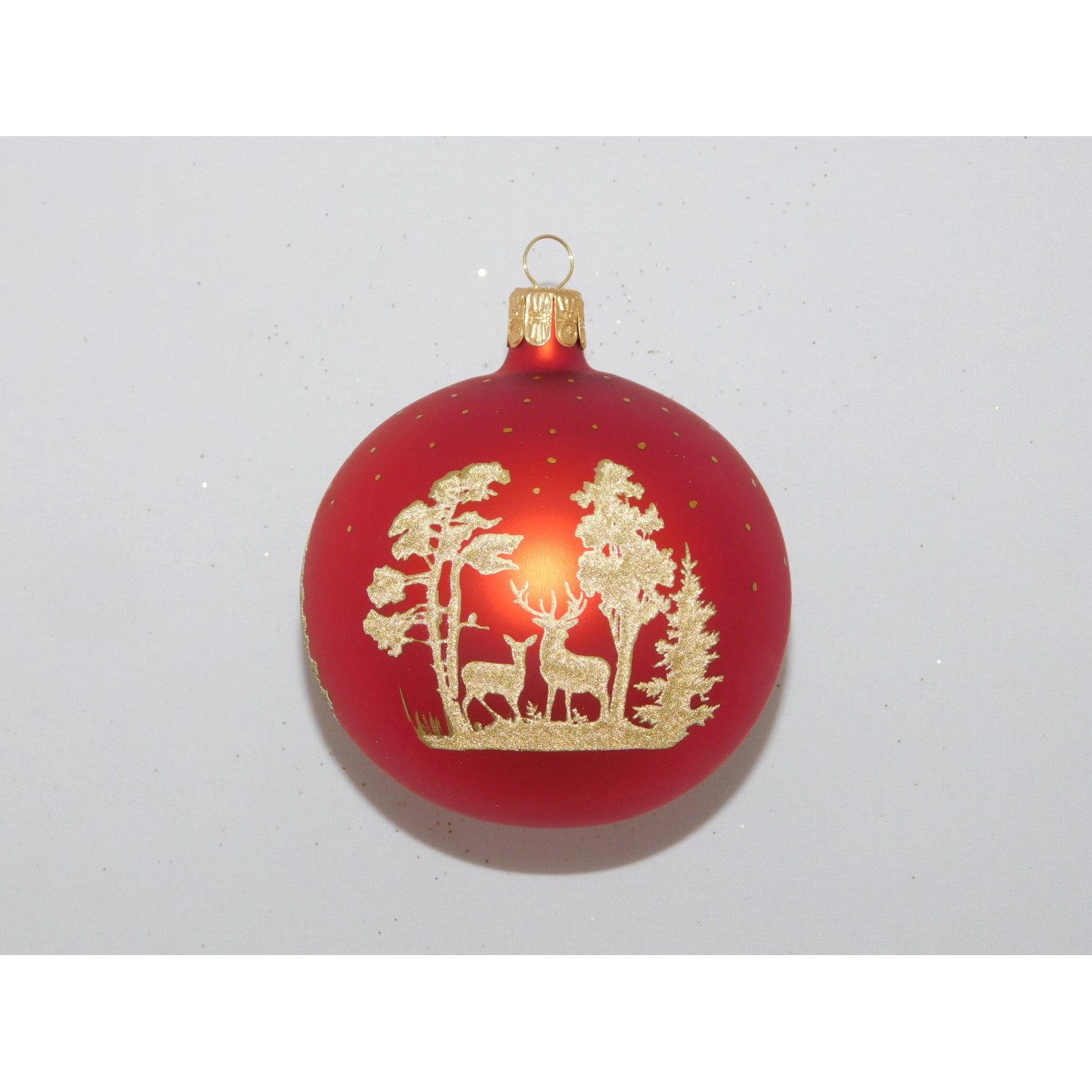 ONREX Vianočná ozdoba sklenená guľa červená les jelene pr. 8 cm nakúpiť ...