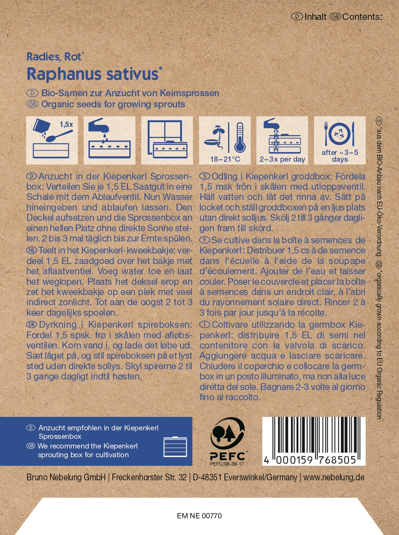 Kielpenkerl Výhonky BIO Reďkev siata, červená nakúpiť v OBI