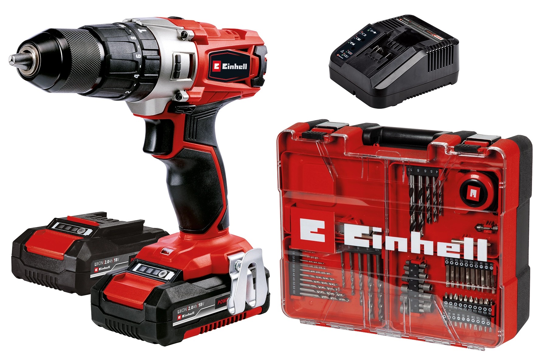 Einhell Akumulátorová príklepová vŕtačka TE-CD 18/2 Li-i +64 (2x2,0Ah ...