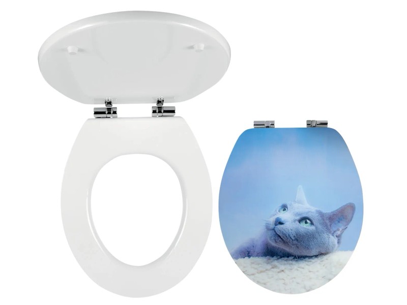 Ferro WC sedátko WC/SOFT3D, MDF potlač mačka, kovové závesy, oválne ...