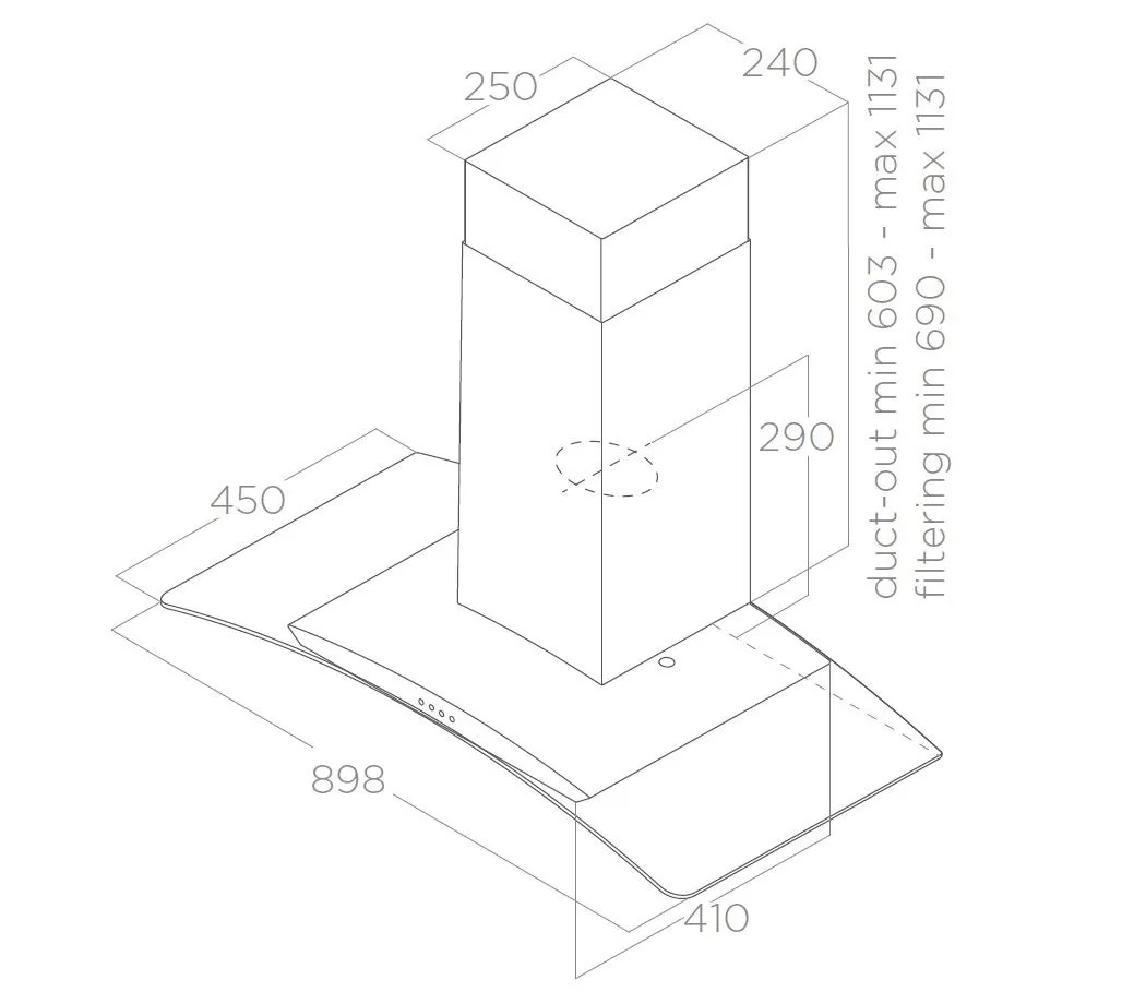 Elica Komínový digestor Circus IX/A/90, nerezový, 69 - 113,1 x 90 x 45 ...
