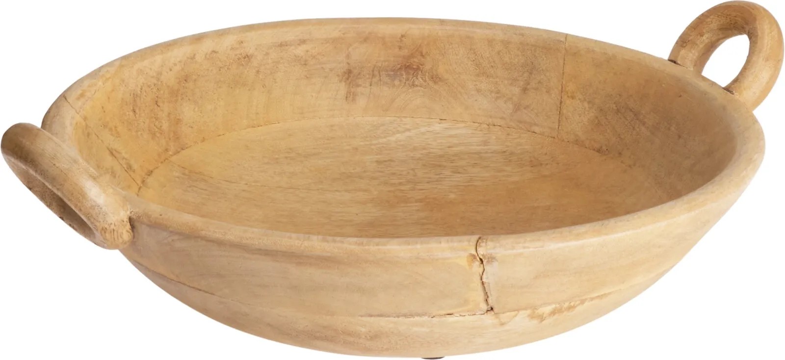 Koopman Drevená miska s uchami svetlá 30 x 9 cm