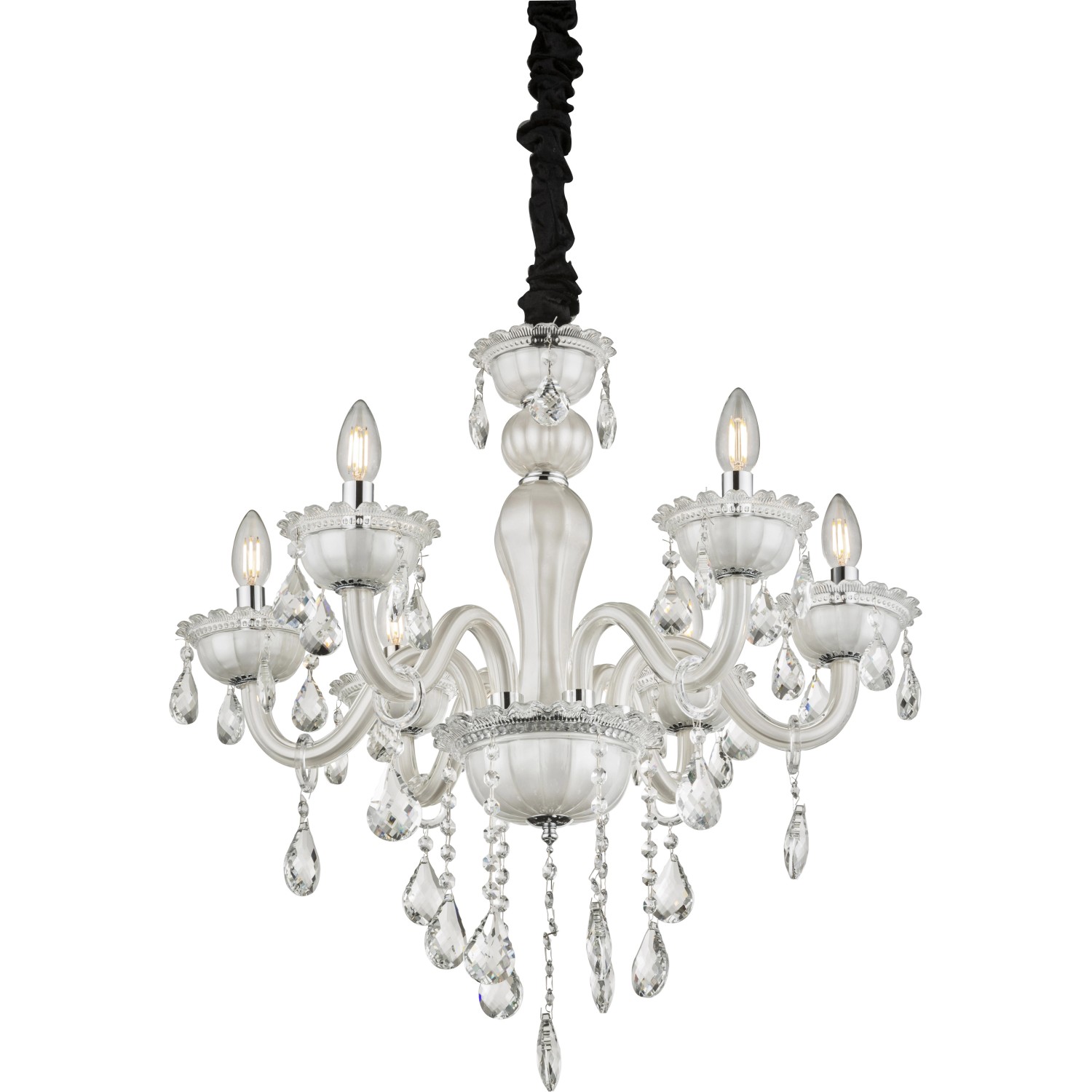 GLOBO Luster TEEJAY, 6x E14, biely/chróm, pr. 61 x 150 cm nakúpiť v OBI