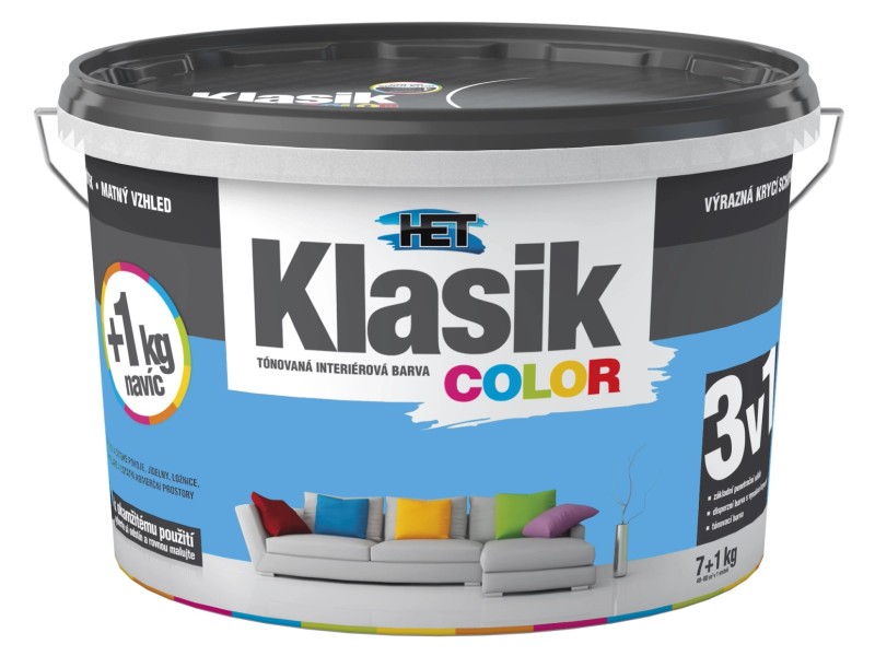 HET Klasik COLOR Tónovaná interiérová farba KC 0417 modrá azúrová, 7 ...