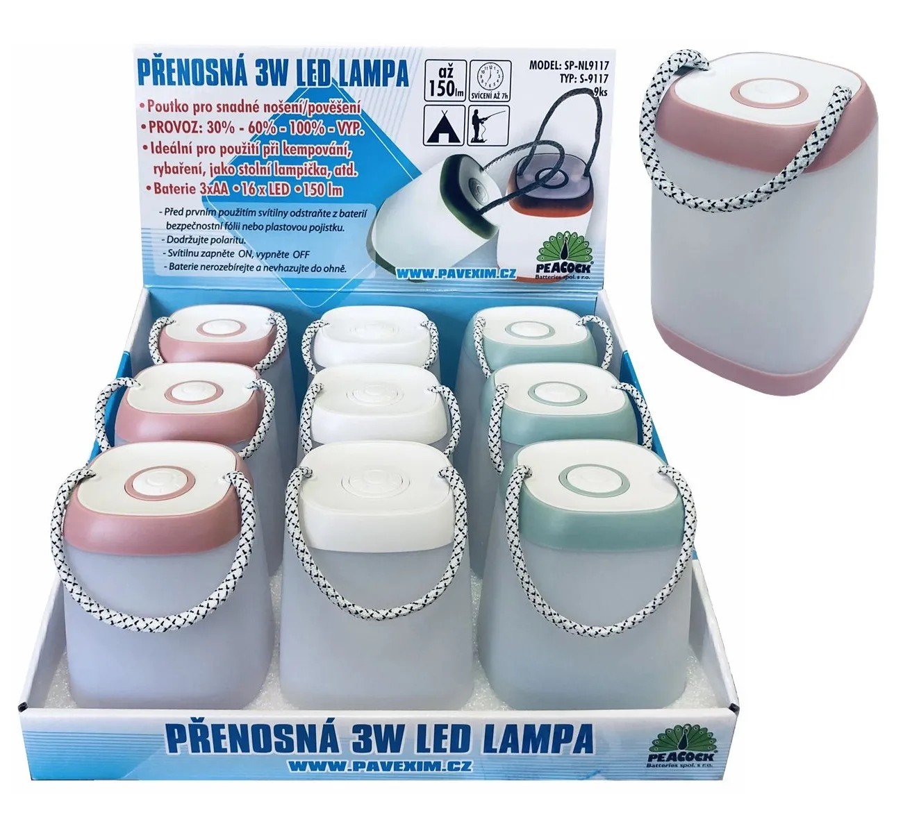 Prenosná LED lampa na batérie, rôzne farby, 1 ks, 13 x 8 x 8 cm nakúpiť ...