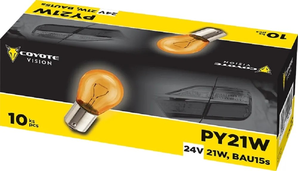 COYOTE Vision Autožiarovka do svetlometov PY21W, 24V, 21W, oranžová, 10 ...
