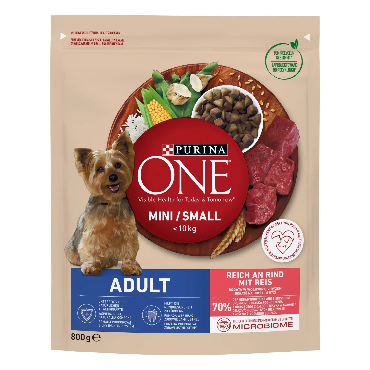 PURINA ONE Mini/Small Adult Granule pre psy hovädzie 800 g