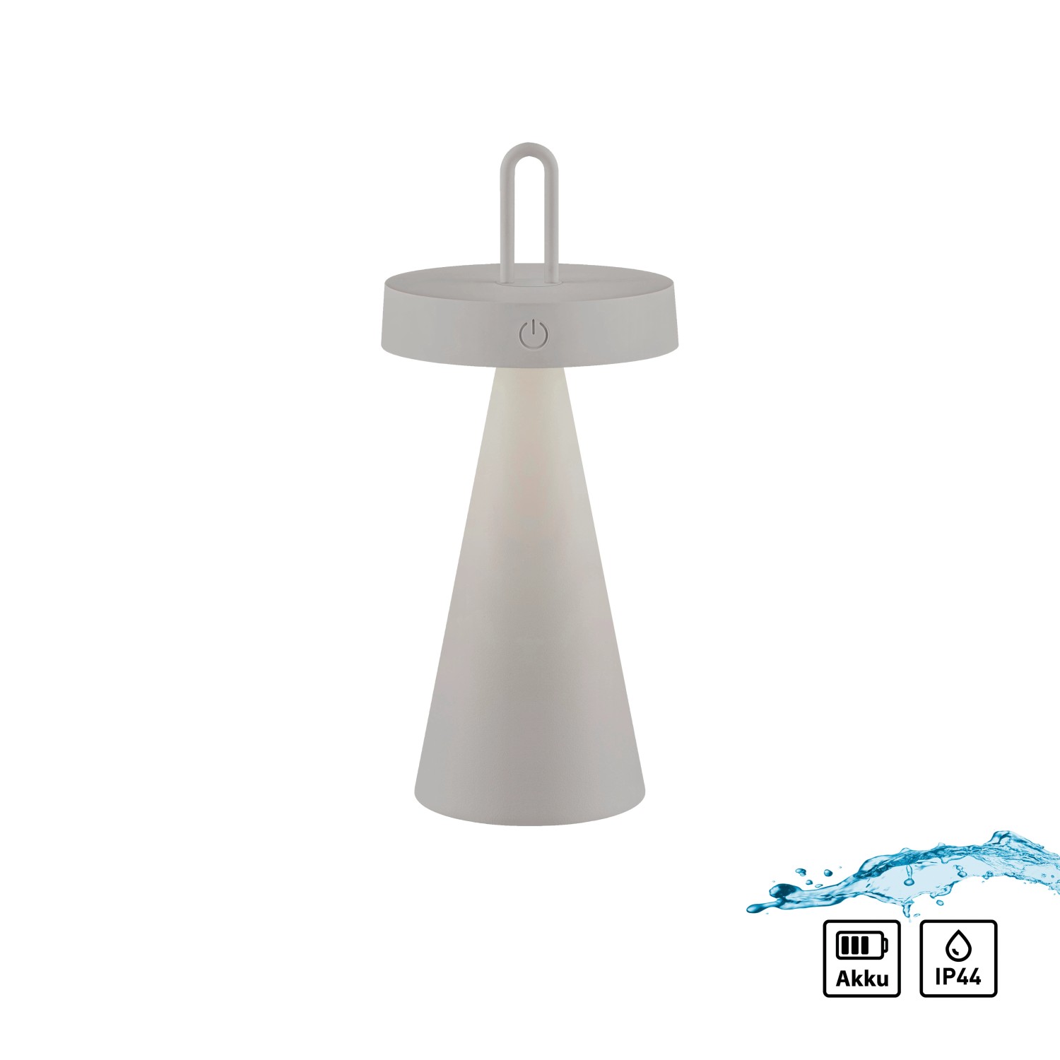 Just Light. Nabíjacia stolná LED lampa Alwa IP44 greige pr. 12,8 x 28,9 ...