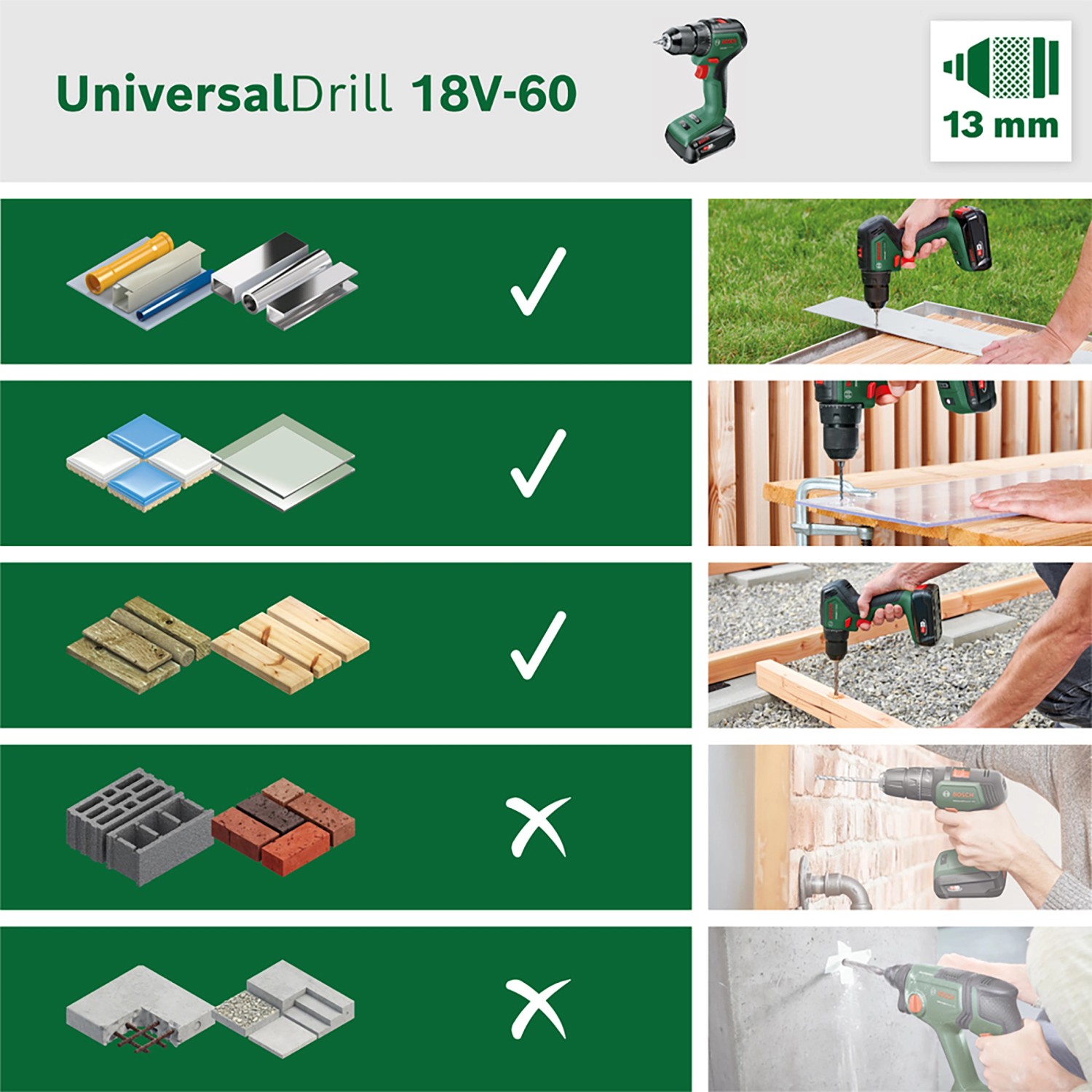 Bosch Aku skrutkovač Universal Drill 18V-60, aku 1 x 2,0 Ah + AL18V-20 ...