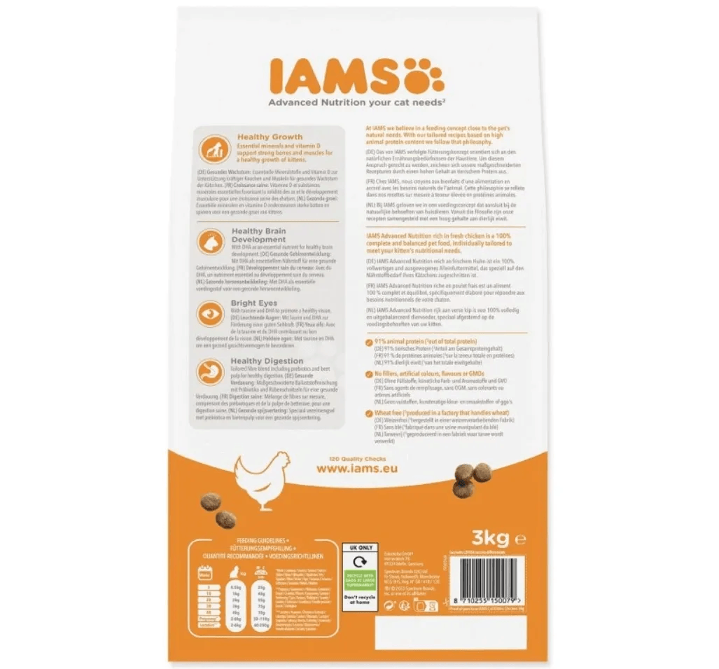 IAMS Granule pre mačky KITTEN 1-12 mesiacov s čerstvým kuracím 3 kg