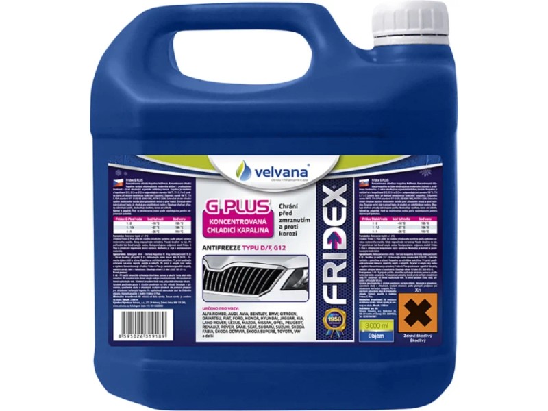Velvana Chladiaca kvapalina FRIDEX G PLUS (Typ F, G12, VW TL 774 F), 3 l