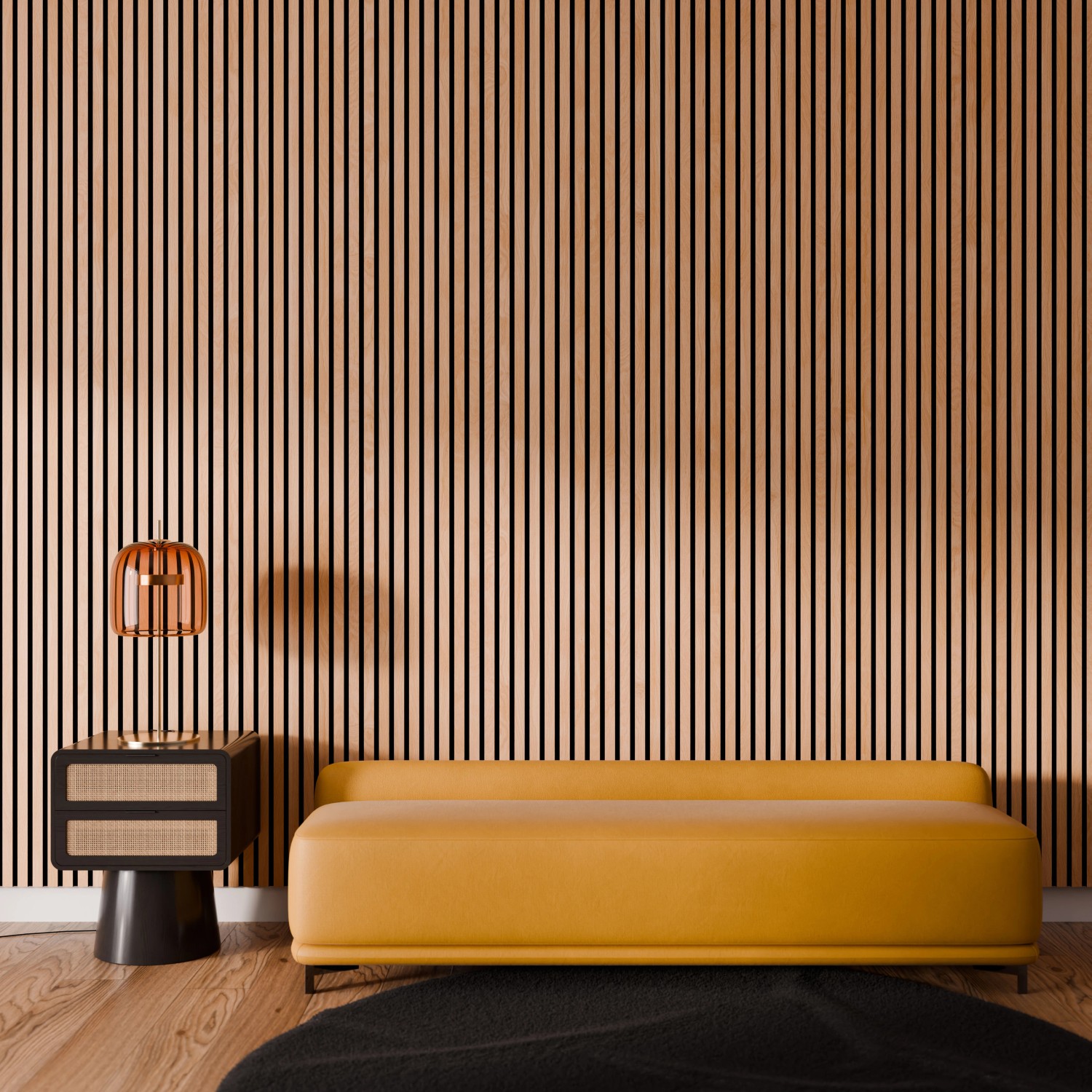 Denpanels Akustický panel WOOD Dub olej. čierna MDF čierna plsť 240 x ...