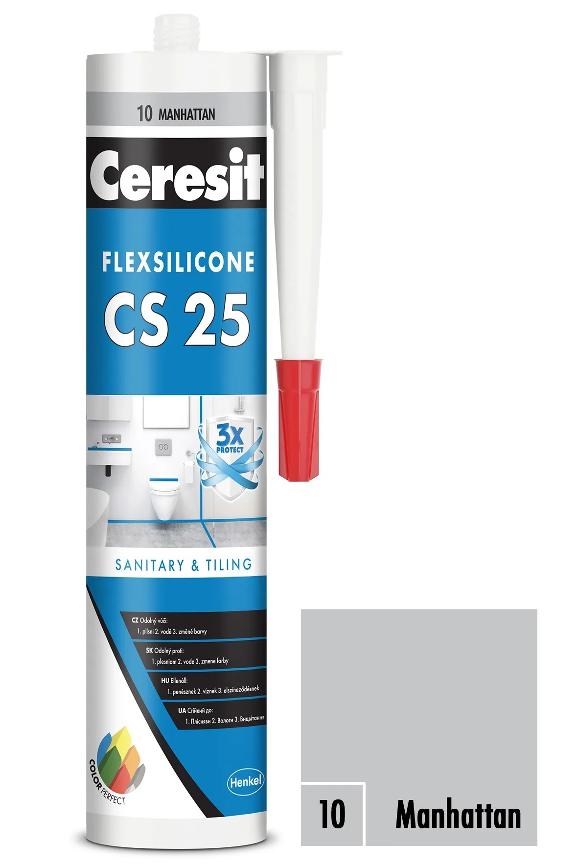 CERESIT CS 25 Sanitárny silikón 10 Manhattan 280 ml