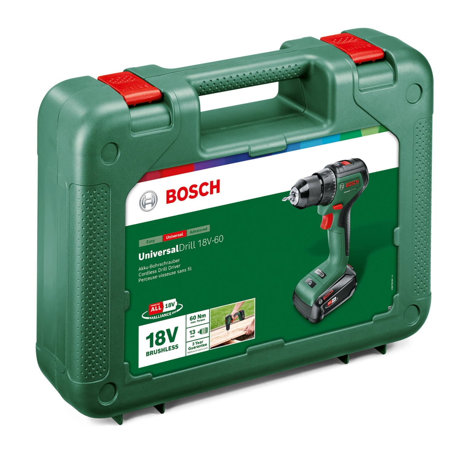 Bosch Aku skrutkovač Universal Drill 18V-60, aku 2 x 2,0 Ah + AL18V-20 ...