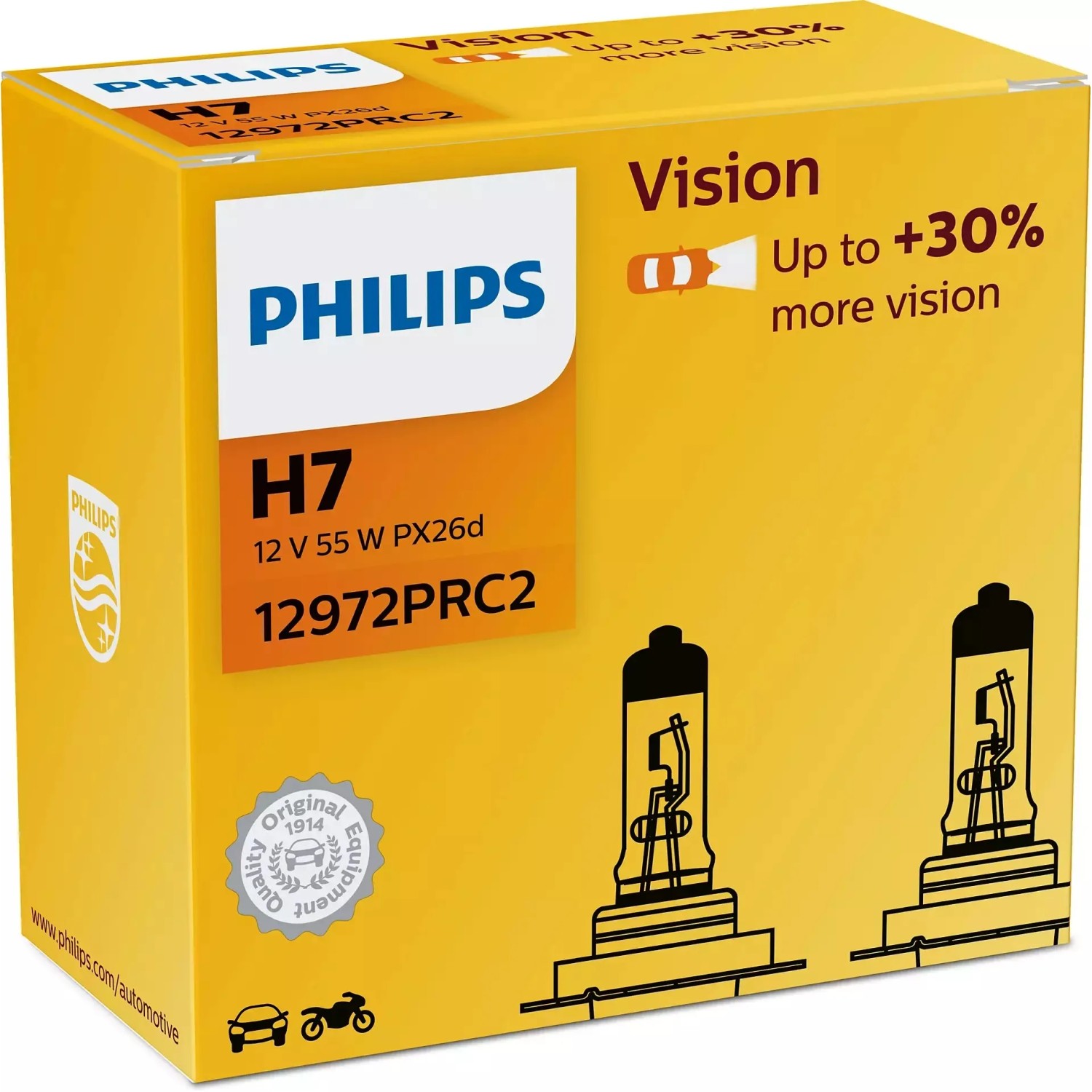 Philips Žiarovka do automobilového svetlometu Vision H7, 12V, 55W, 2 ks ...