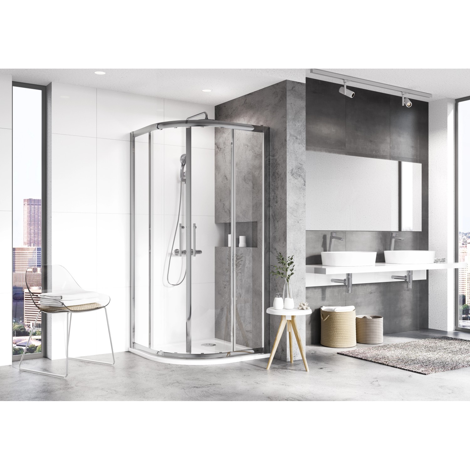 RAVAK Sprchovací kút XP2CP4-80 lesklý chróm + transparentné sklo ...