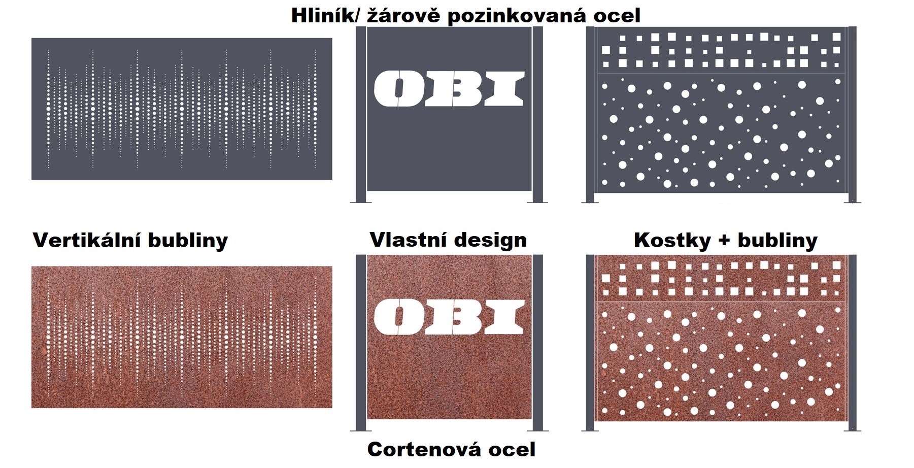 MEGACORP Dizajnové plotové pole CHAOTICKÉ BUBLINY cortenová oceľ 900 x ...