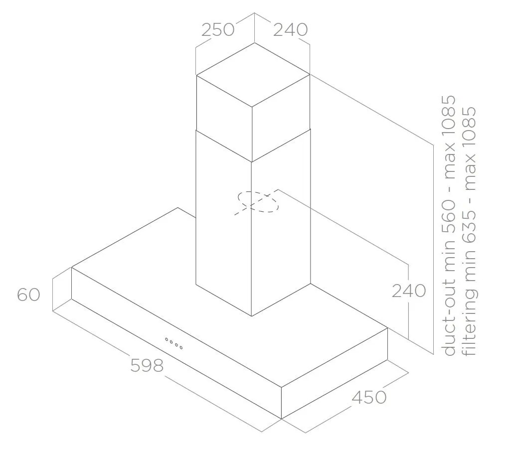 Elica Komínový digestor Spot NG H6 IX/A/60, nerezový, 63,5 - 108,5 x 60 ...