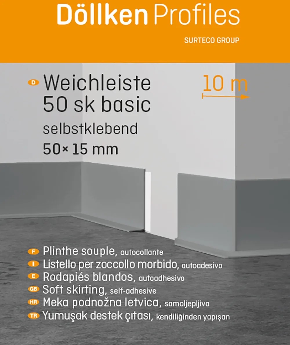 Döllken Profiles Mäkká soklová lišta samol. 2186 popolavo sivá 50 x 15 ...