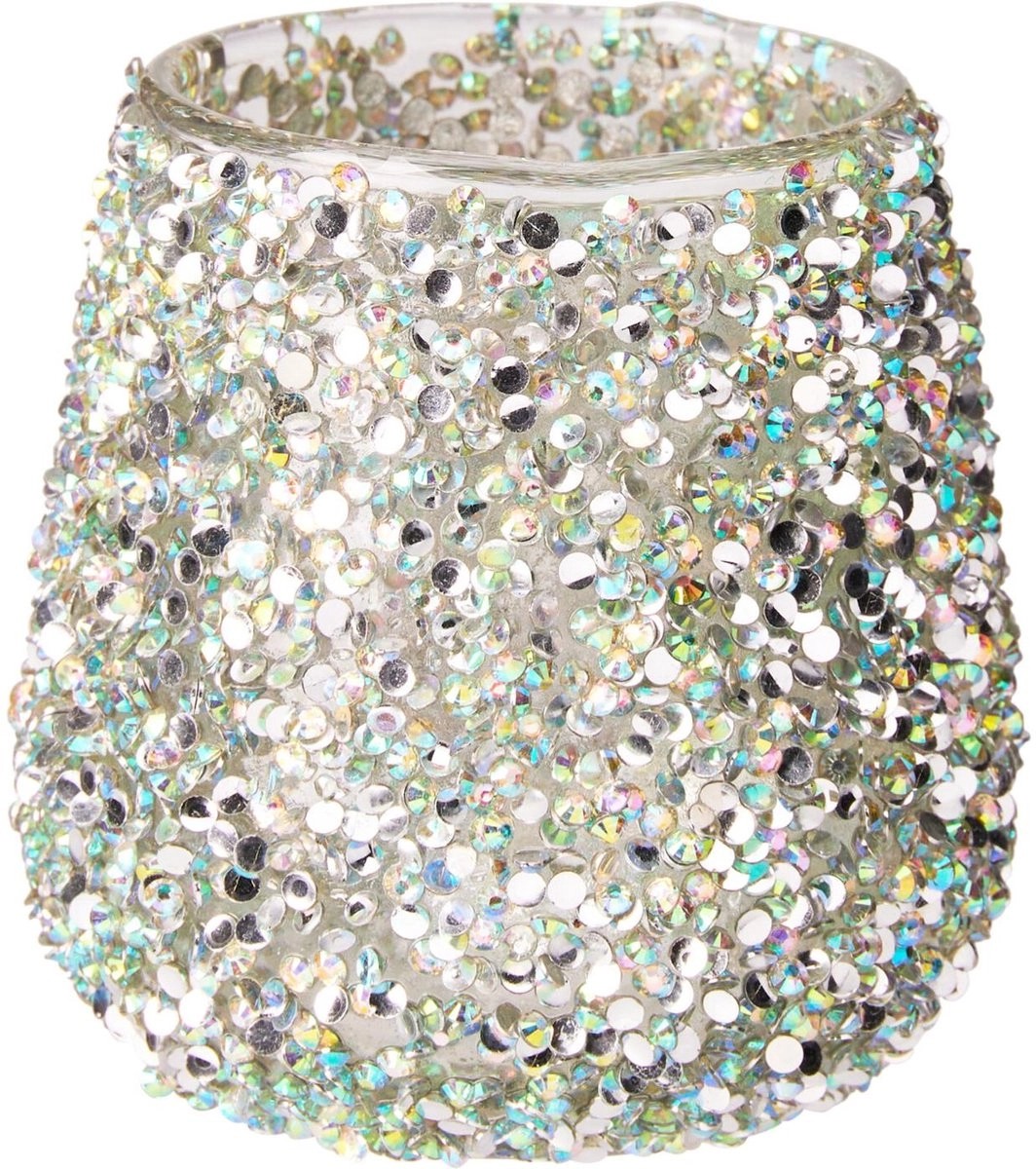 Koopman Sklenený svietnik s flitrami strieborný 8,3 x 8,3 cm nakúpiť v OBI