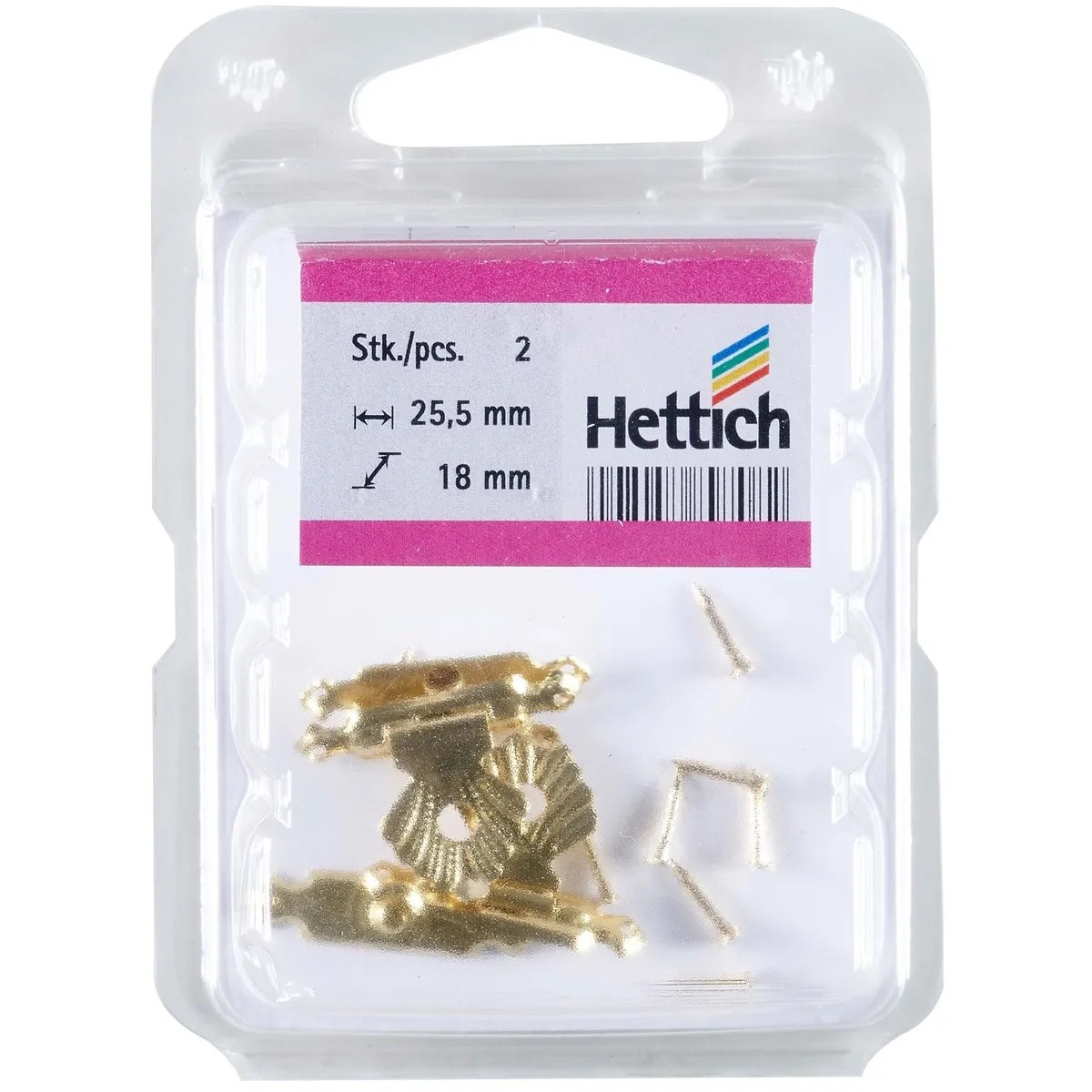 Hettich Ozdobné kovanie na krabičky, oceľ, mosadz, 18 x 25,5 x 18 mm, 2 ks