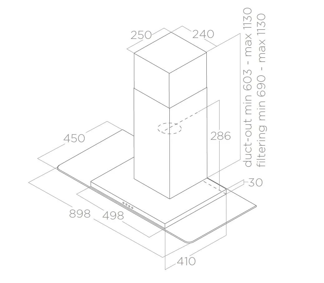 Elica Komínový digestor Flat Glass IX/A/90, nerezový, 69 - 113 x 90 x ...