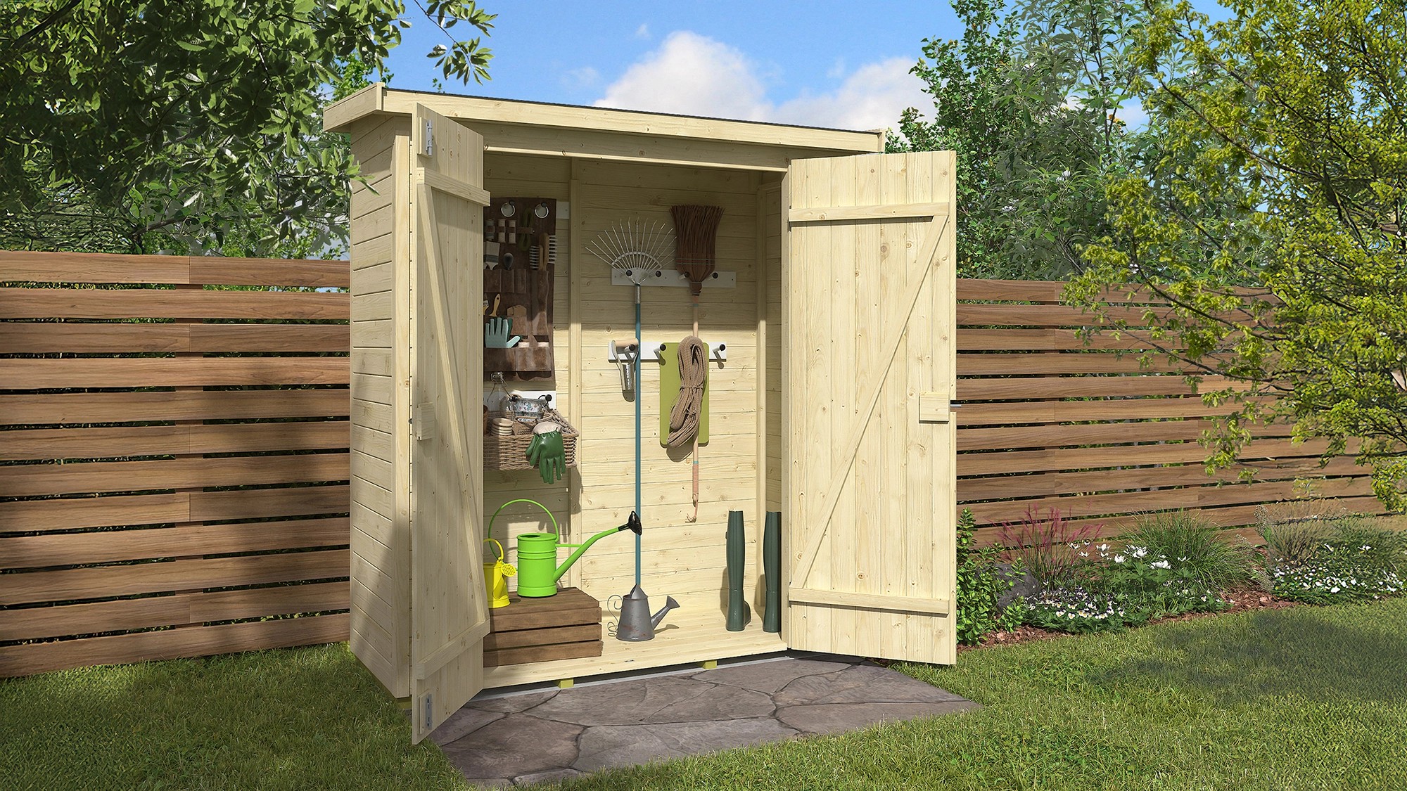 Weka Drevený domček na náradie Mori 1.2, prírodný, 170 x 67 cm nakúpiť ...