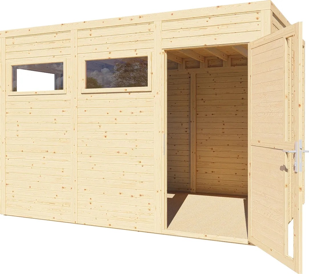 Bertilo Drevený domček na náradie Cubus 3, prírodný, 337 x 234 cm ...