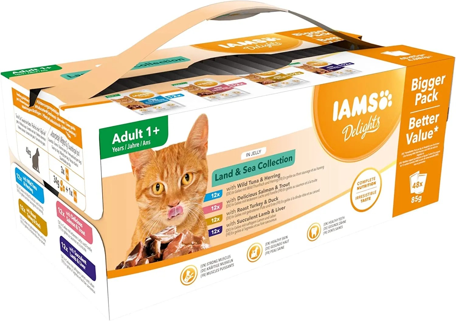 IAMS Multipack Delights Adult s morským a suchozemským mäsom v želé 48x ...