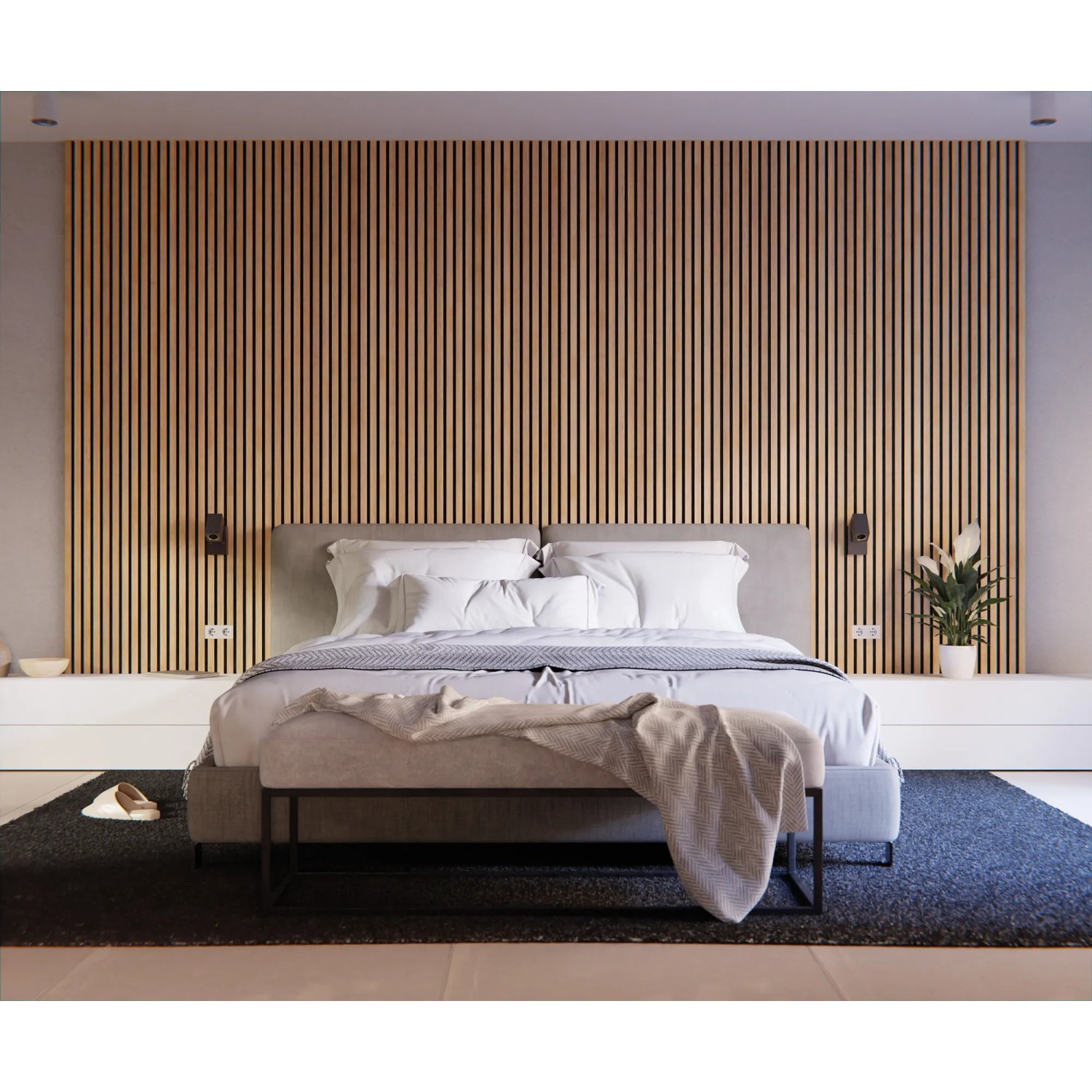 Denpanels Akustický panel WOOD Dub čierna MDF čierna plsť 240 x 60 x 2 ...