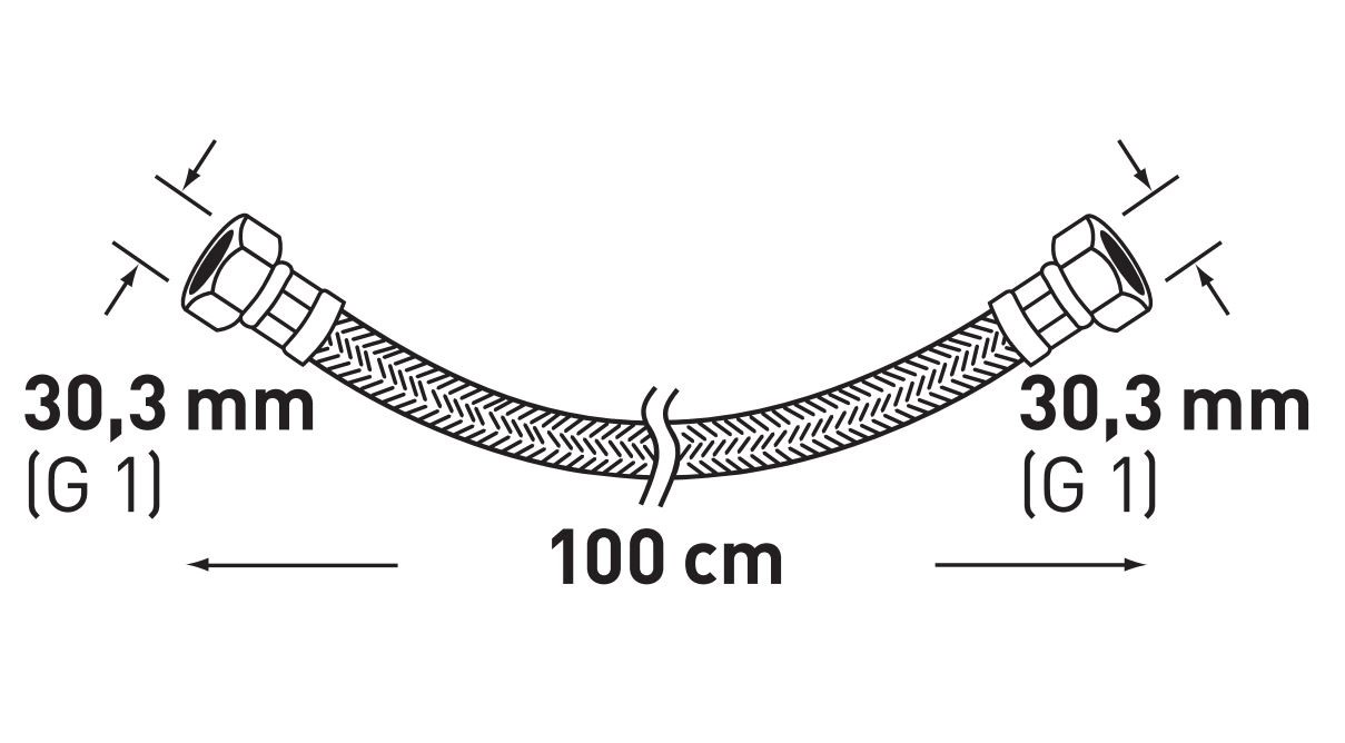 Pancierová hadica 30,3 mm (G 1) x 30,3 mm (G 1) x 100 cm, DN 25 nakúpiť ...