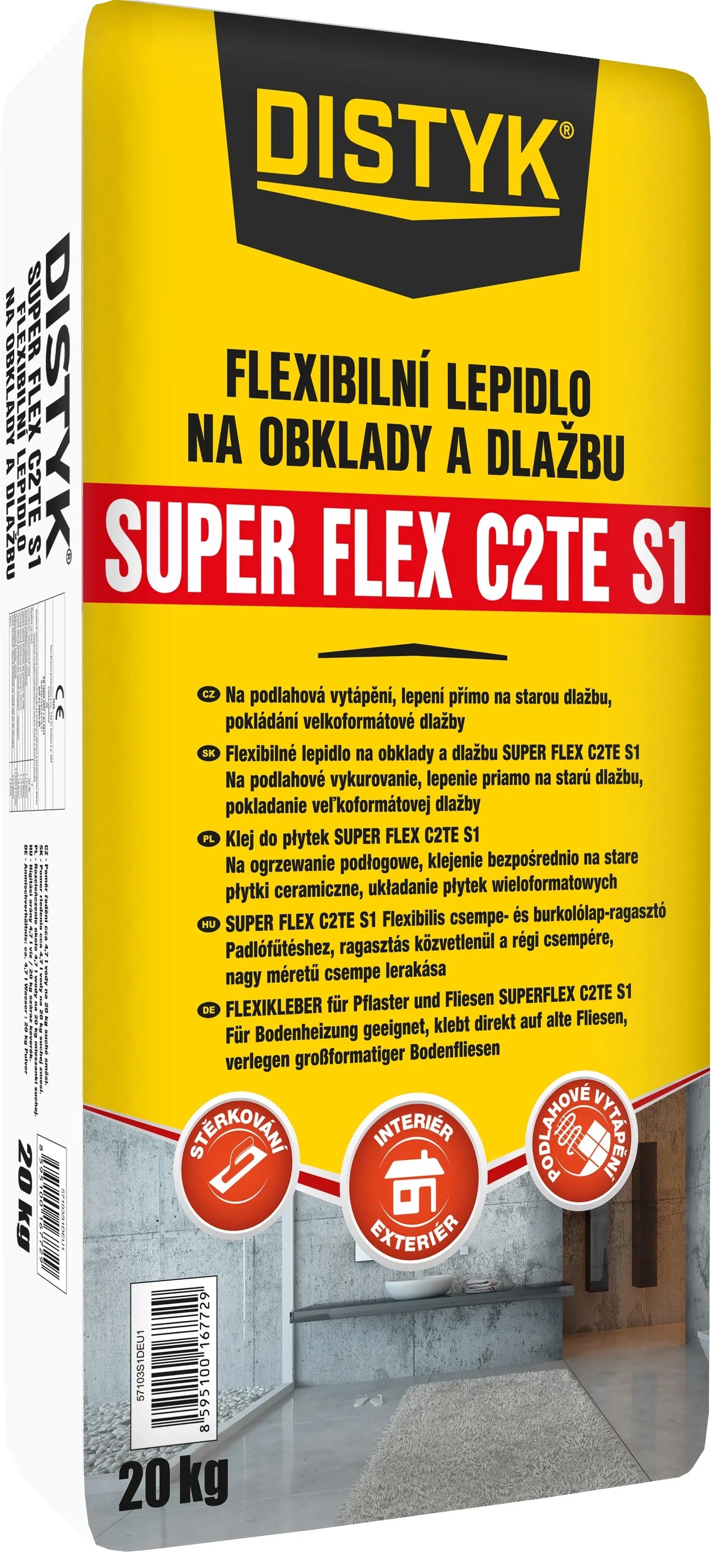 DISTYK Flexibilné lepidlo na obklady a dlažbu SUPER FLEX C2TES1 20 kg ...