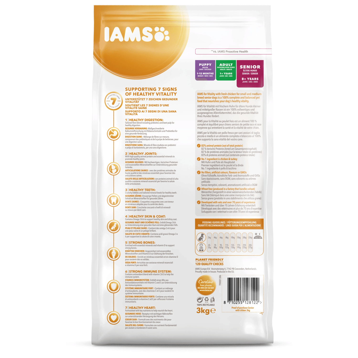 IAMS Granule pre psov SENIOR 7+ SMALL & MEDIUM 8+ s čerstvým kuracím 3 kg