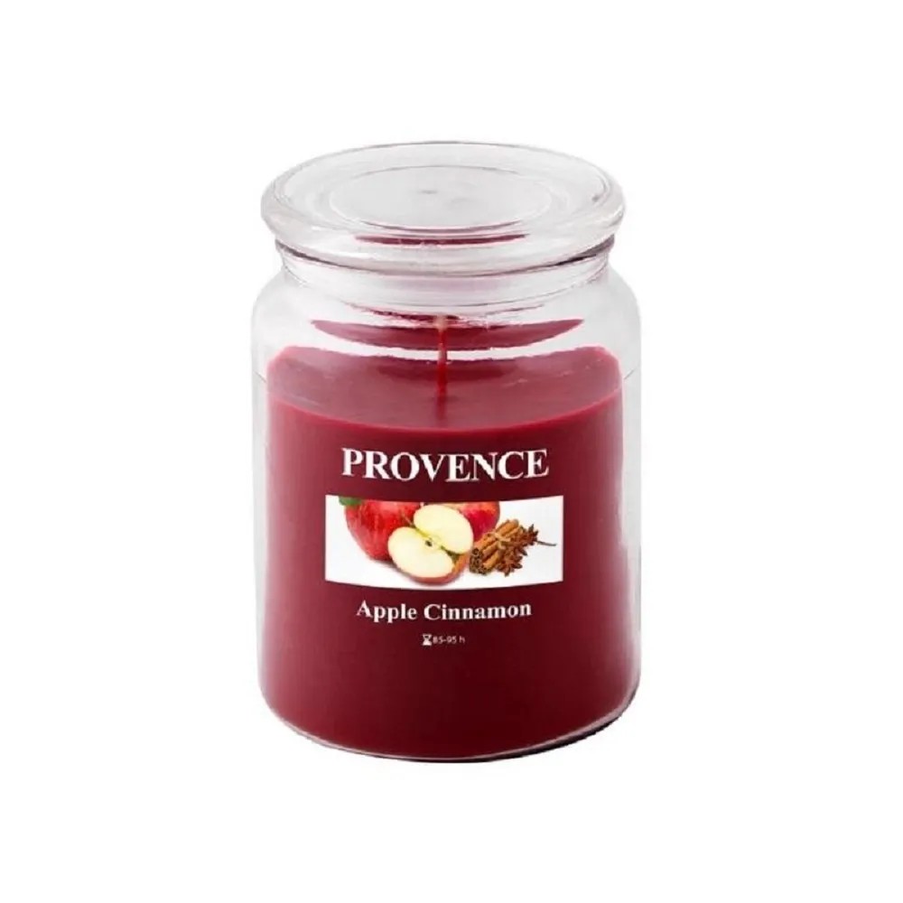 Provence Vonná sviečka v skle s viečkom, jablko+škorica, 510 g