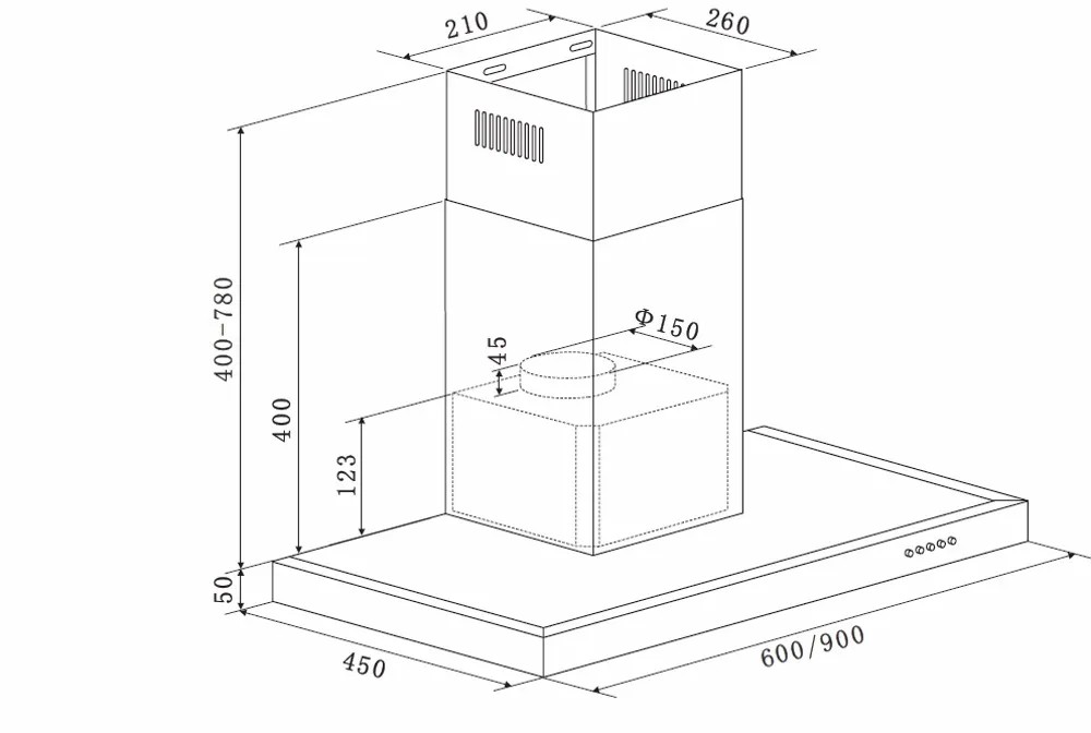 PKM Komínový digestor 6004W, nerezový, 45 - 83 x 60 x 45 cm nakúpiť v OBI