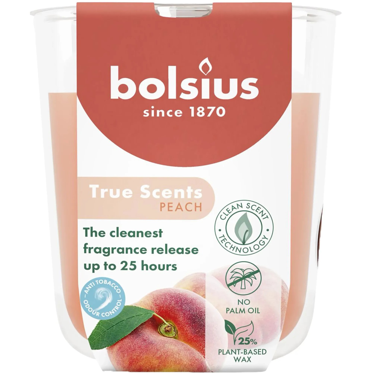 Bolsius Vonná sviečka v skle TRUE SCENTS broskyňa 125 g/pr. 7 x 8 cm