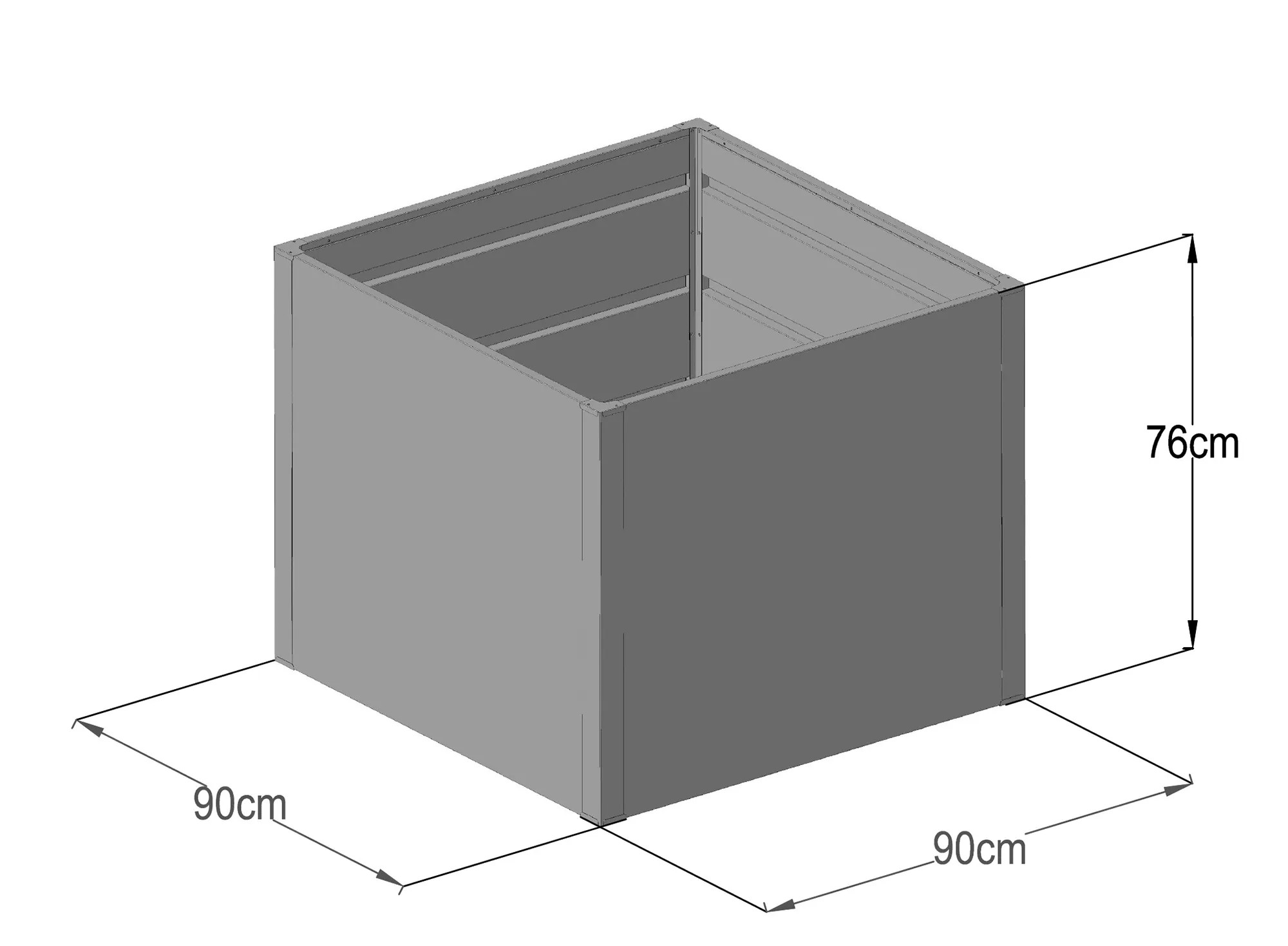 Floraworld Vyvýšený záhon Twin-Wall S, antracitová, 90 x 90 x 76 cm