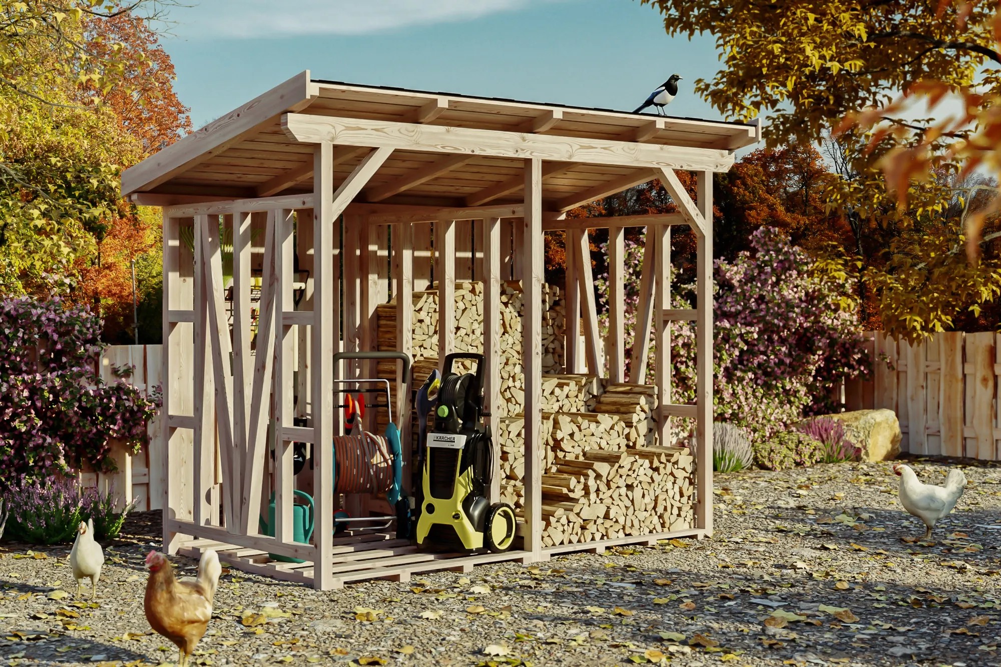 Skan Holz Drevený prístrešok na drevo Max 1, prírodný, 300 x 160 cm nakúpiť v OBI