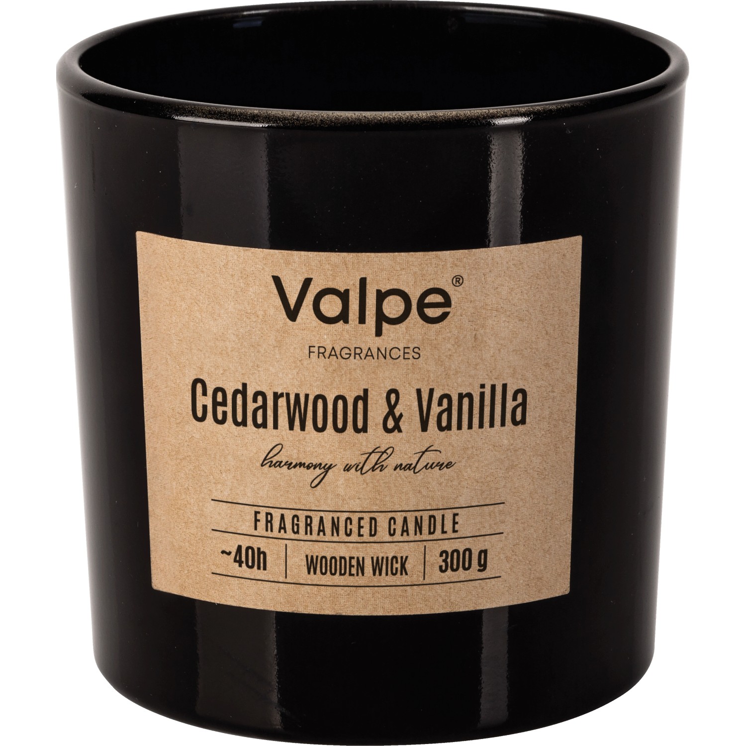 Valpe Sviečka s dreveným knôtom Cedarwood & Vanilla, pr. 10 cm