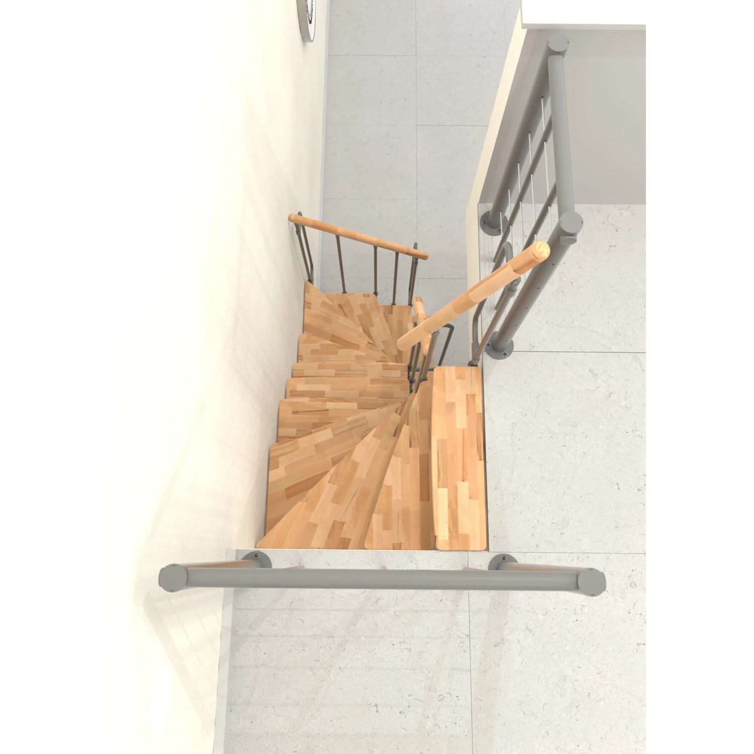 Minka STAIRS Lomené modulové schodisko Joker 180° buk/sivá, 304,2 cm