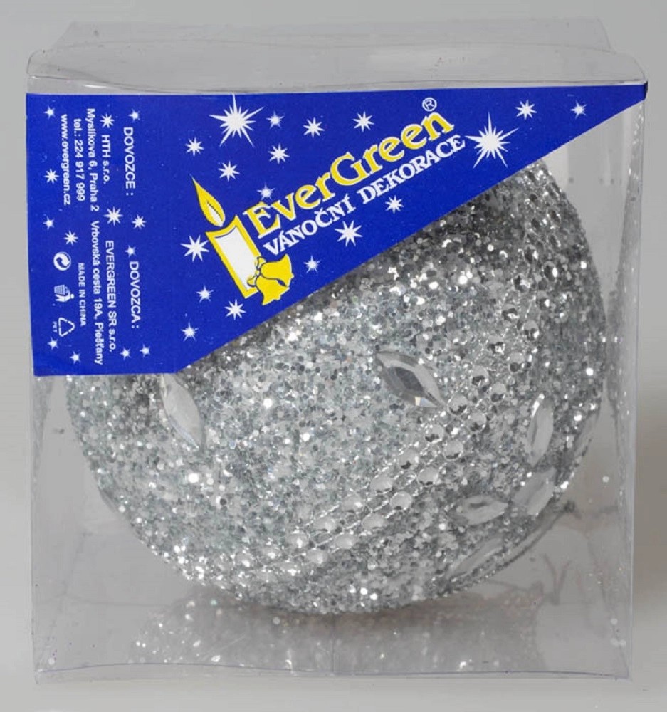 EverGreen Guľa Exclusive s drahokamami 1 ks, strieborná, pr. 12 cm ...
