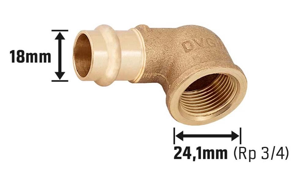 Lisovacie ostré koleno červená mosadz 90°, pr. 18 mm x 24,1 mm (Rp 3/4), 1 ks nakúpiť v OBI